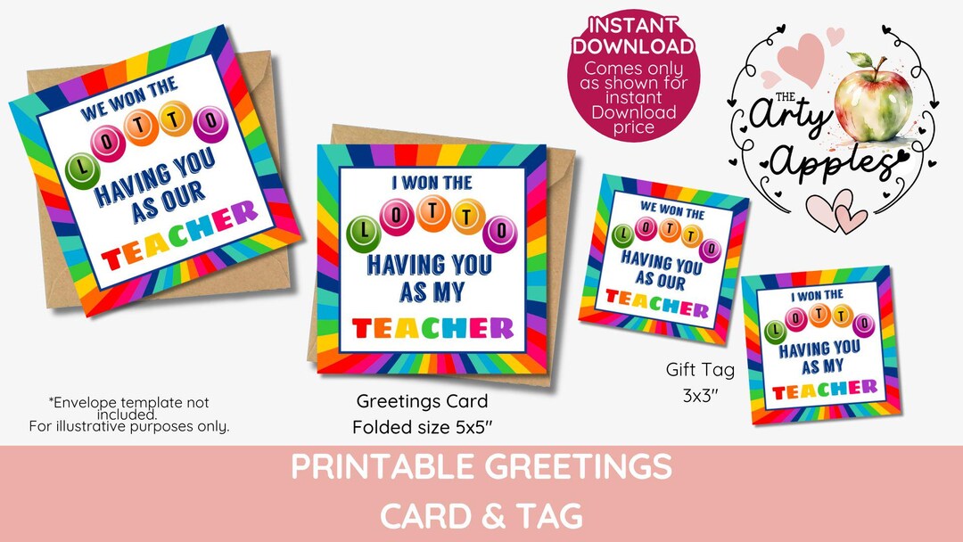 I Won the Lotto Having You as My Teacher Gift Tag and Card, Lotto ...