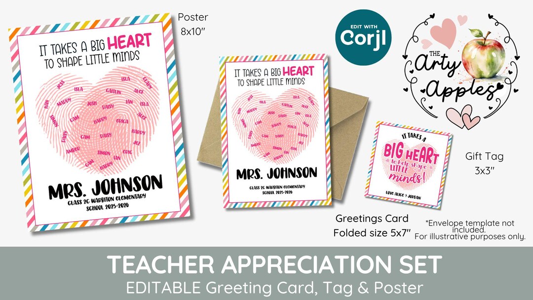 It Takes a Big Heart Teacher Appreciation Class Gift Card and Tag ...