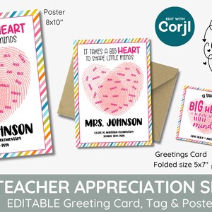 It Takes a Big Heart Teacher Appreciation Class Gift Card and Tag ...