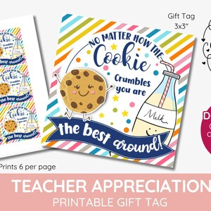 Cookie Thank You Gift Tag, Printable How the Cookie Crumbles Teacher ...