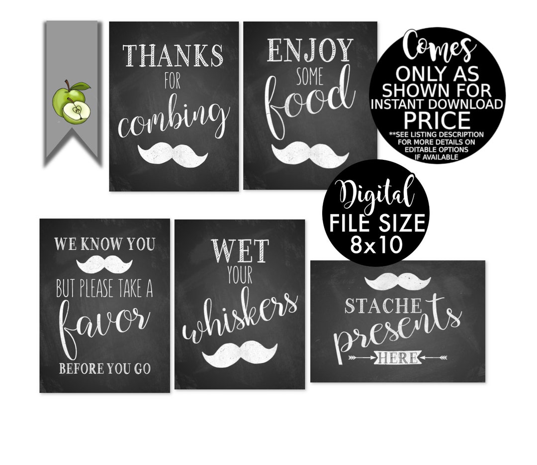 Stache Party Signs, Mustache Birthday Party Sign, Baby Shower Sign ...
