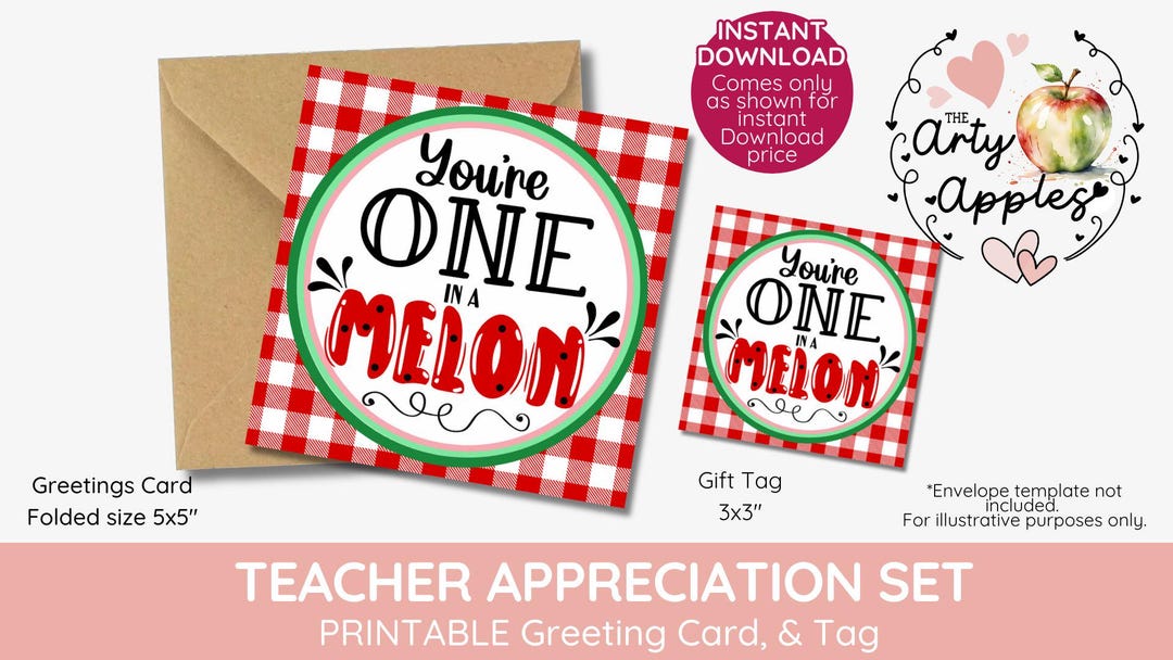 Teacher Appreciation One in a Melon Printable Gift Tag, Million ...