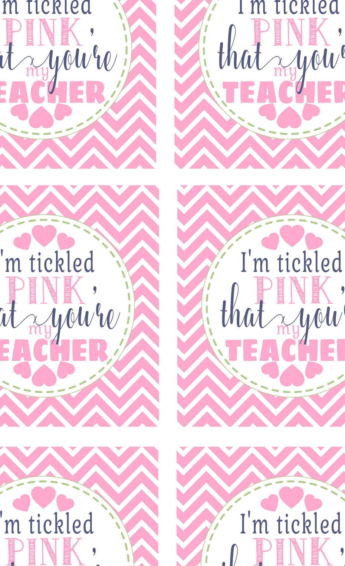 Tickled Pink Tags Teacher Gift Tags I'm Tickled Pink | Etsy