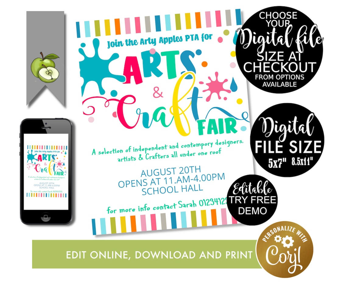Editable Arts and Craft fair poster CRAFT fair Template Art | Etsy