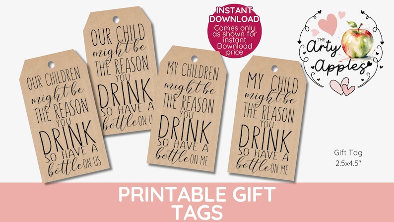 Funny Teacher Wine Gift Tags, Printable End of Year Gift (digital ...