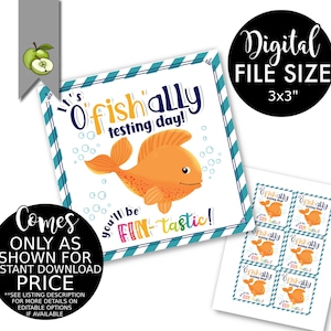 Goldfish Printable Gift Tag, It's O’fish’ally Testing Day, Class ...