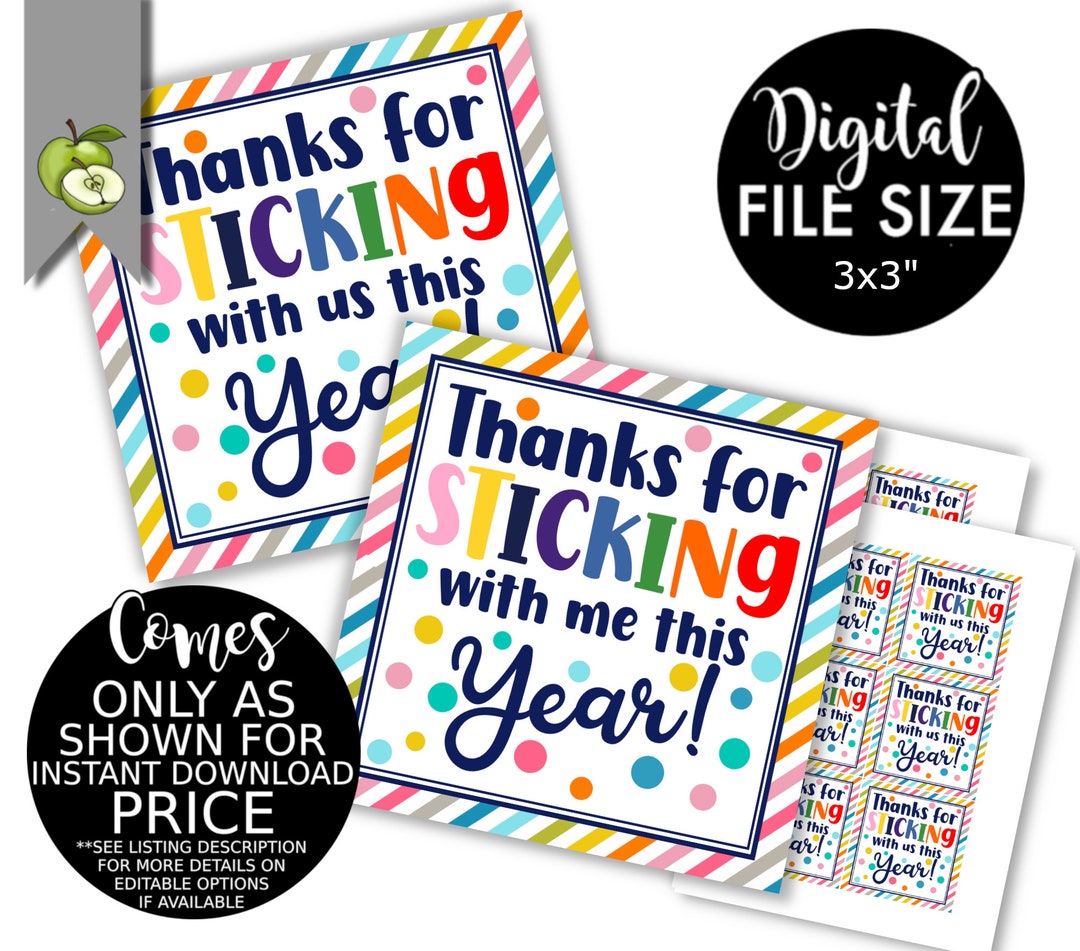 Glue Stick Printable Gift Tags, Thank You for Sticking With Us This ...