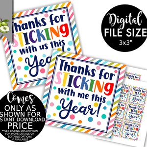 Glue Stick Printable Gift Tags, Thank You for Sticking With Us This ...