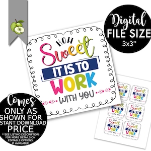 How Sweet It is to Work With You Sweet Cone Gift Tag Candy - Etsy