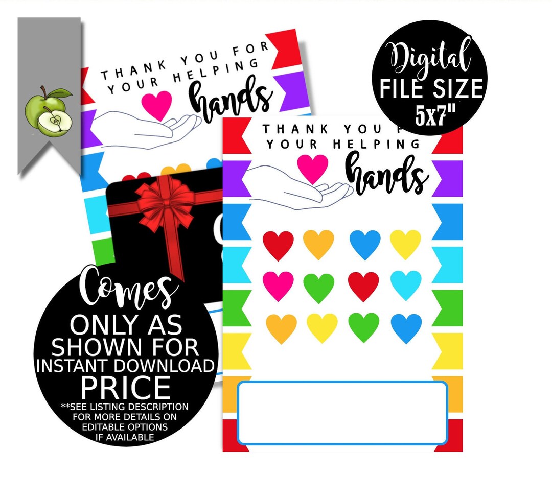 Thank You for Your Helping Hands Gift Card Holder Volunteer - Etsy