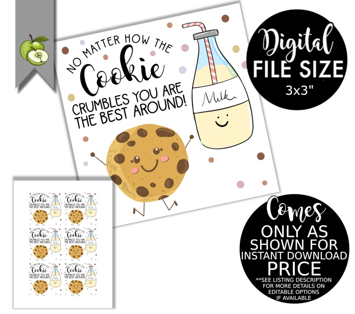 Cookie Thank You Gift Tag Printable How the Cookie Crumbles | Etsy