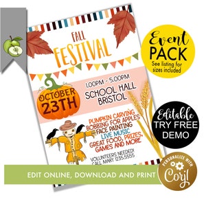 Editable Fall Festival Poster Editable Fall Flyer Template - Etsy