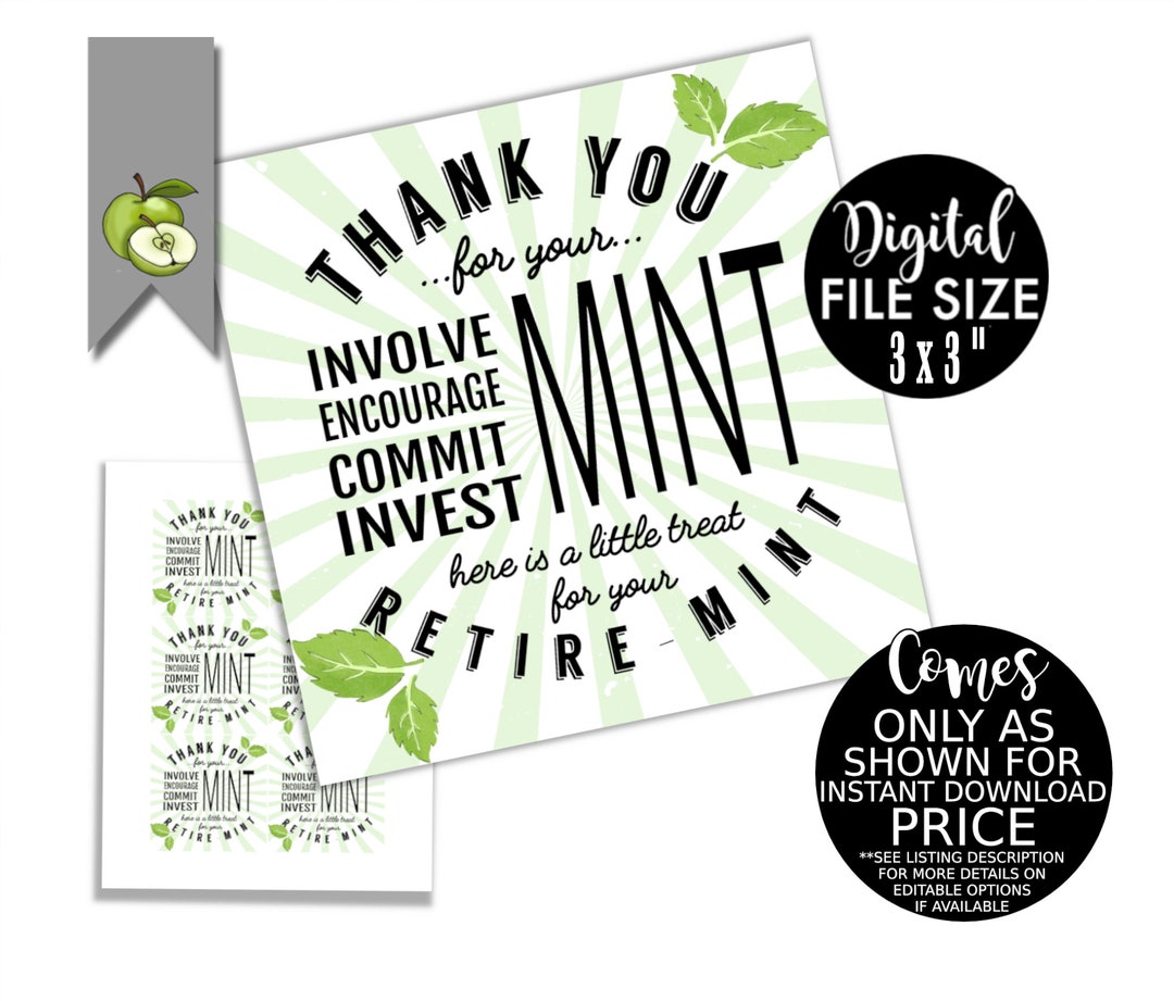RETIRE Mint Thank You Tags Volunteer Retirment Printable - Etsy