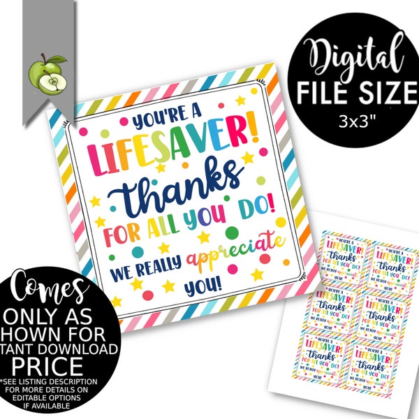 Lifesaver Thank You - Etsy