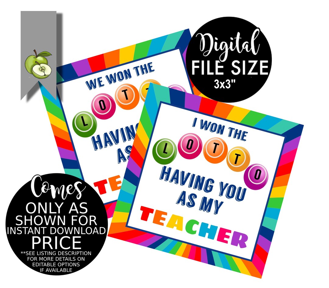 I Won the Lotto Having You as My Teacher, Lotto Teacher Gift Tags ...