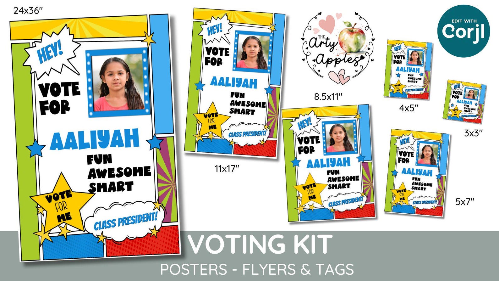 Vote for Class President Poster, Editable Printable, PTO Fundraiser ...