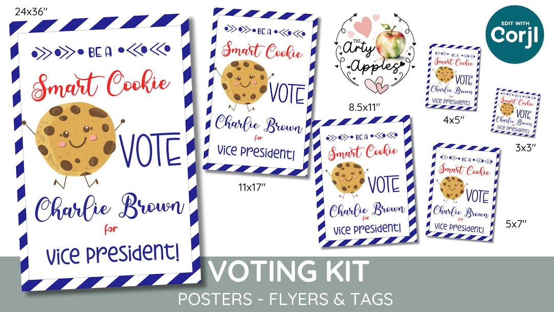 Cookie Class Voting Flyer, President & Vice President, PTA Editable Tag ...
