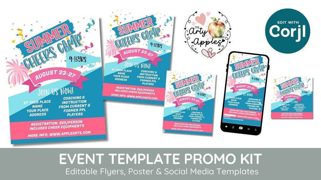 Editable Cheer Summer Camp Flyer Template, Spring Break Camp, Summer ...
