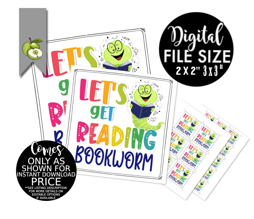 Bookworm Gift Tag, Let's Get Reading Bookworm, Read More Books, Jelly ...
