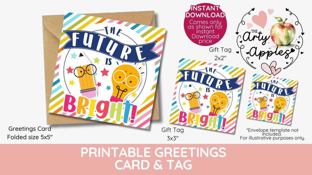 The Future is Bright Printable Gift Tag, Sunglasses Party Favor ...