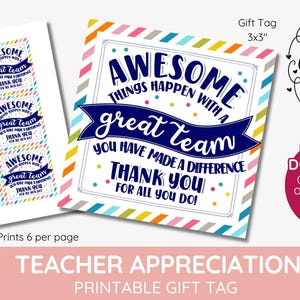 Great Team Staff Appreciation Gift Tag, Great Team, Thank You Staff ...