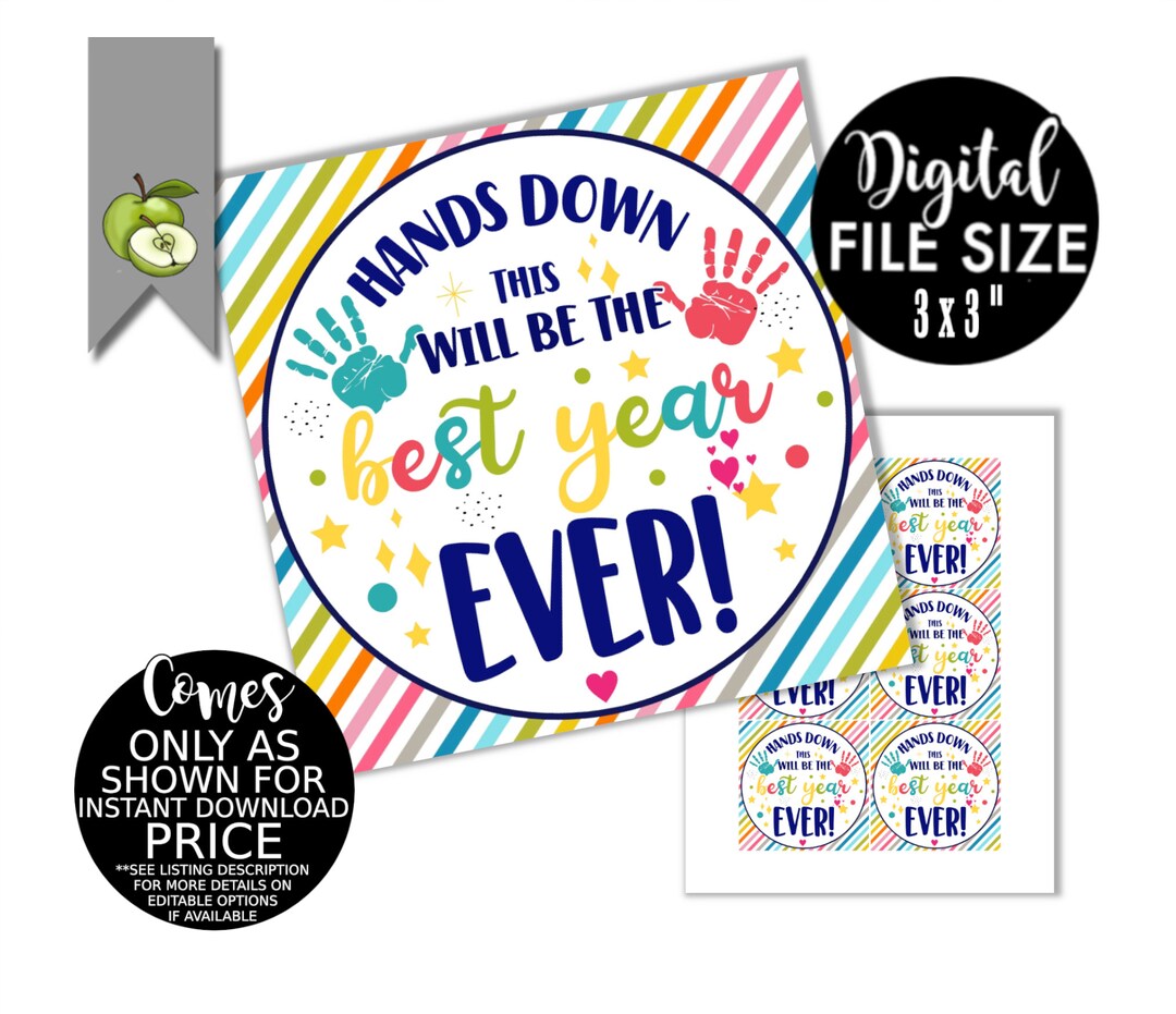 Hands Down Gift Tag, This Will Be the Best Year Ever, INSTANT Download ...