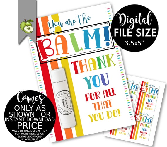 You're the Balm Gift Tags Teacher Gift Tag Mother's - Etsy