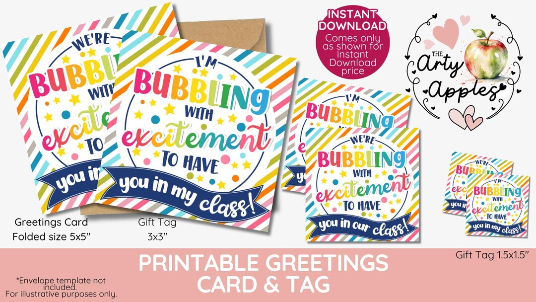 Bubbling With Excitement Printable Gift Tag Set: Back to School Teacher ...
