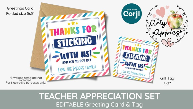 Editable “thanks for Sticking With Us” Gift Tag & Card | Teacher ...
