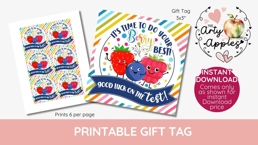 It's Time to Do Your Berry Best Testing Day Printable Classroom Gift ...