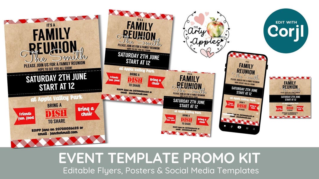 Family Reunion Invite Editable, Printable Family Gathering Flyer ...