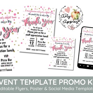 Editablethank You Luncheon Teacher Appreciation Invite, Thank You ...