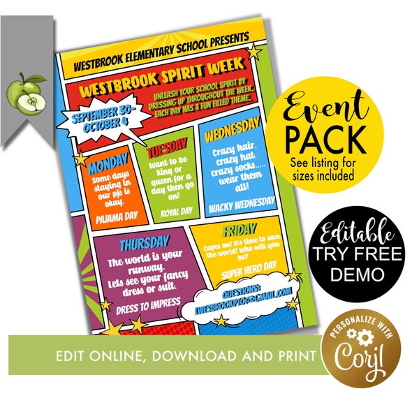 Spirit Week Template - Etsy