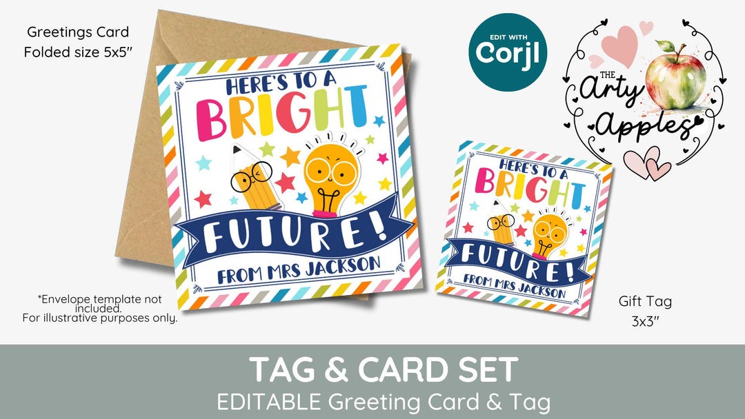 Editable Here's to a Bright Future Gift Tag and Card, the Future is ...