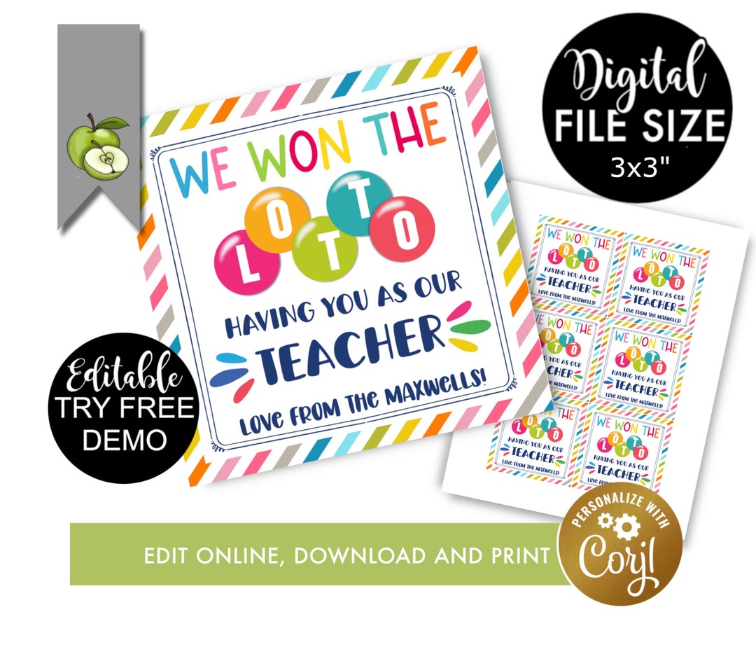 Editable Won the Lottery School Gift Tags, I Won the Lottery, Lotto ...
