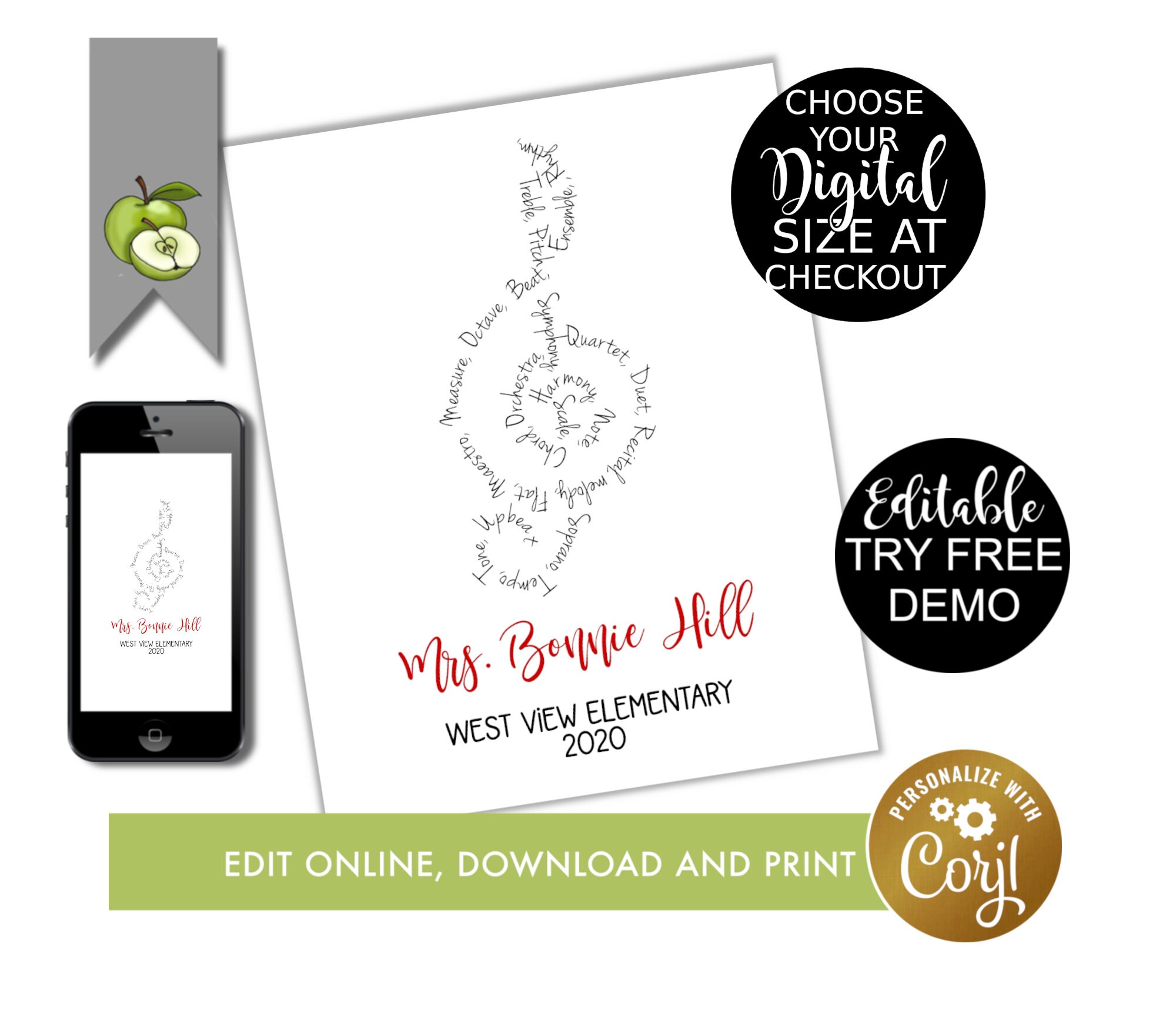 Editable Music Teacher Appreciation Template Thank You Sheet - Etsy UK