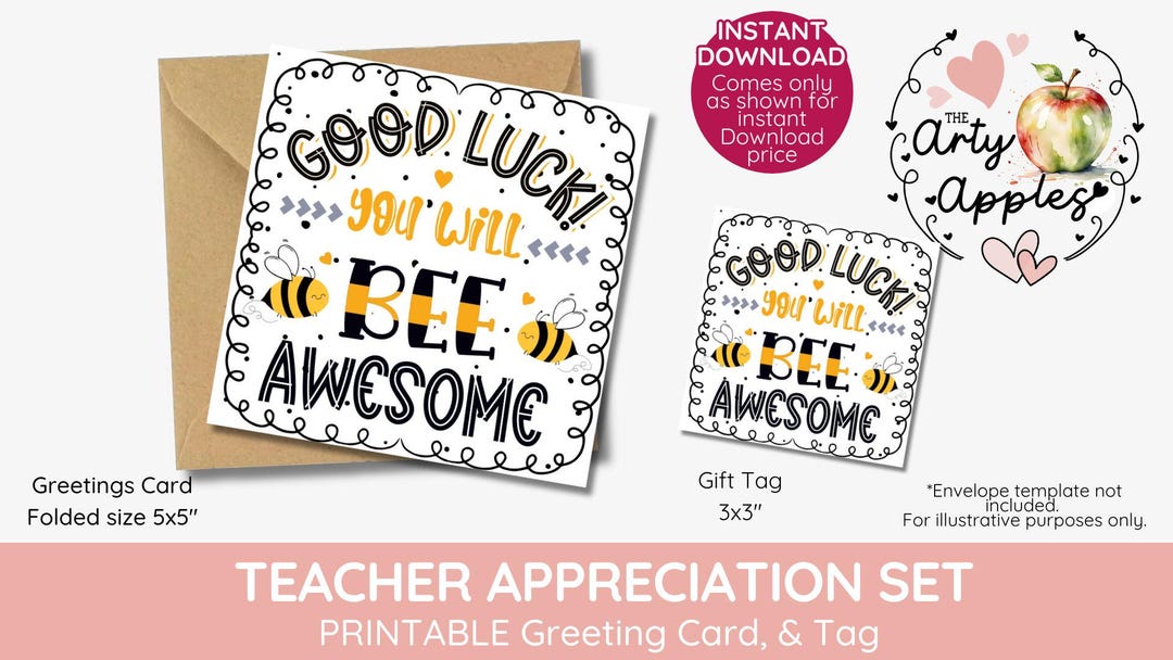 Good Luck Bee Gift Tag - Digital Download for Students - Positive ...