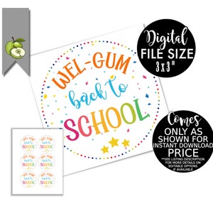 Welcome Back to School Gum Tag Sweet Treat Teacher Gum - Etsy
