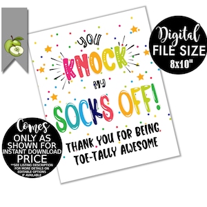 Sock Sign Thank You for Working Your Socks Off 8x10 - Etsy
