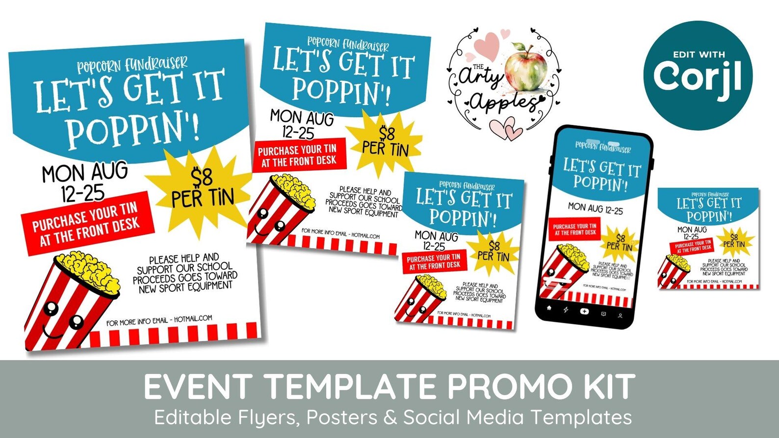 Editable Popcorn Event, Printable PTA PTO Flyer, Popcorn Fundraiser ...