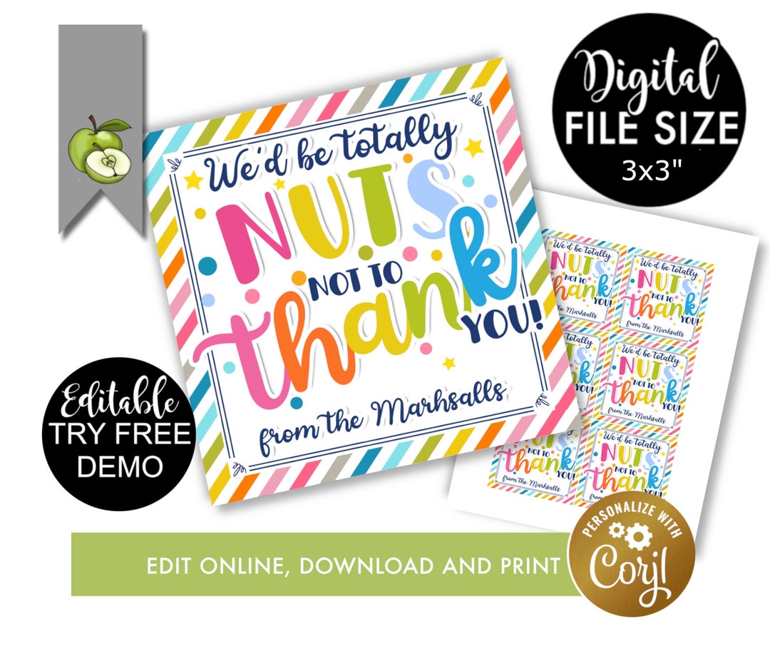 Editable we'd be totally nuts if we didn't thank you - Etsy.de