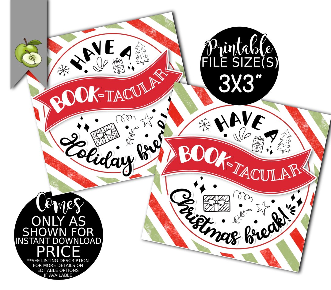Have a 'book'tacular Christmas Break, Appreciation Gift Tags ...