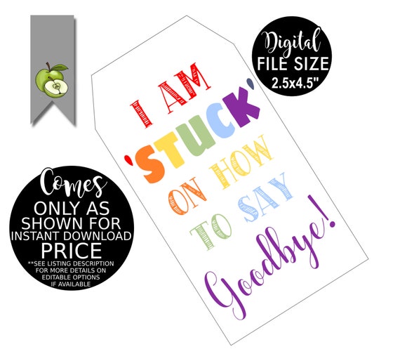 Stuck on how to say goodbye glue class gift goodbye tag end | Etsy