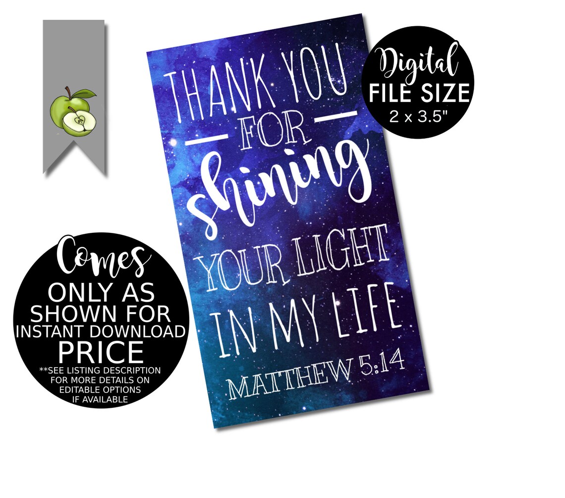 Thank You for Shining Your Light in My Life Bible Teacher Gift - Etsy