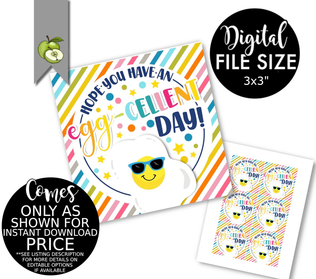 Hope You Have an Egg-cellent Day Gift Tag, Egg-cellent Summer Gift Tag ...