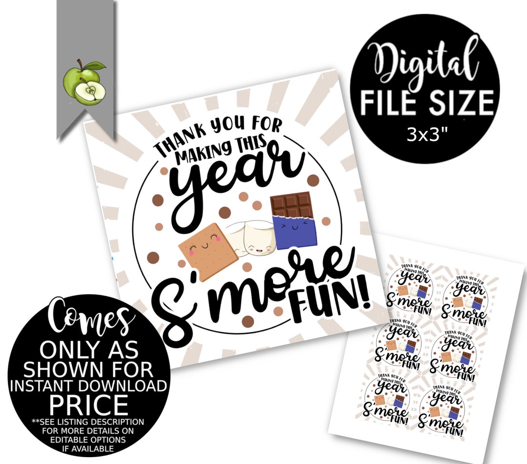 Thank You for Making This Year S'more Fun Teacher Gift Tag, Classmate ...