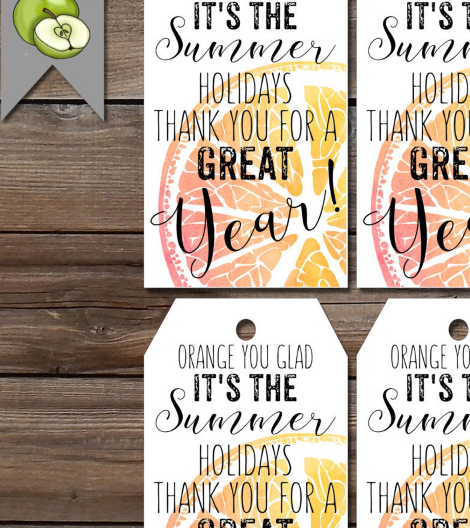Summer HOLIDAY Teacher Gift Tags Orange Fruit Summer Sun | Etsy