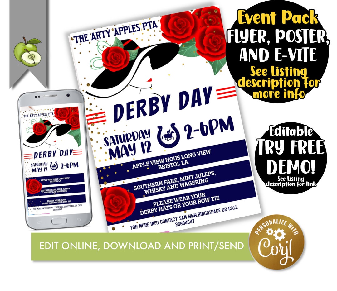 EDITABLE Kentucky Derby Day Party Flyer Editable Derby Event - Etsy