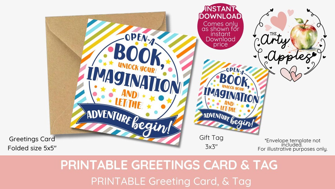 Book Printable Gift Tag and Card, Book Club Teacher Appreciation ...