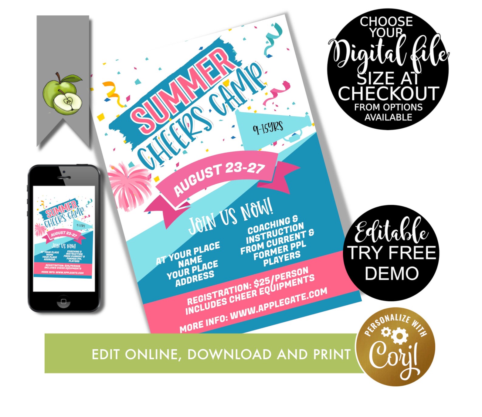 Editable Cheer summer camp Flyer Template spring break camp | Etsy